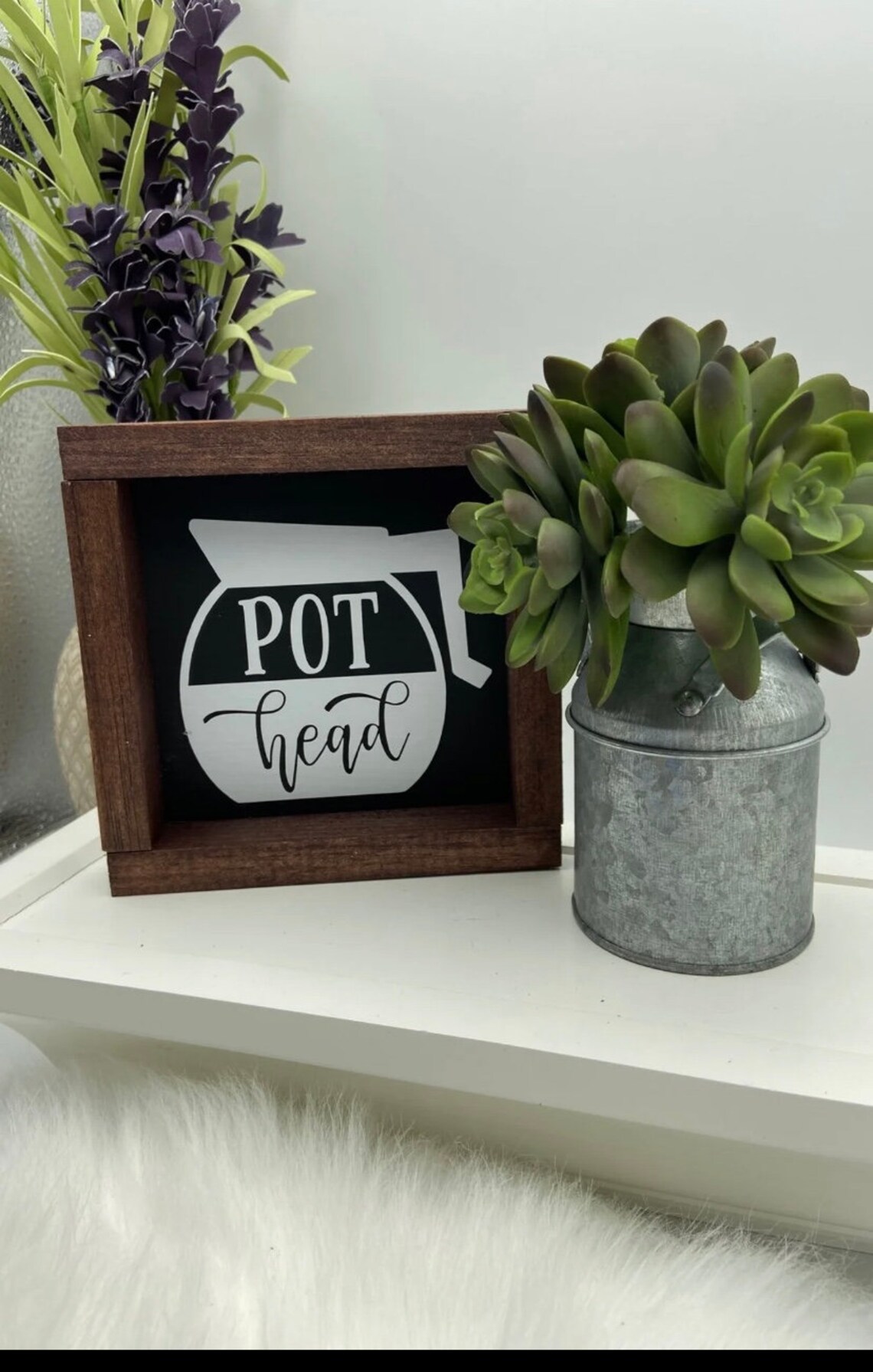 Pot Head Coffee Mini Wood Sign Tiered Tray Decor Farmhouse Rustic - Etsy