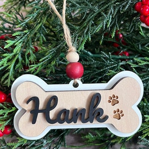 Custom Dog Bone Layered Wood Ornament Christmas Tree Dog Puppy ...