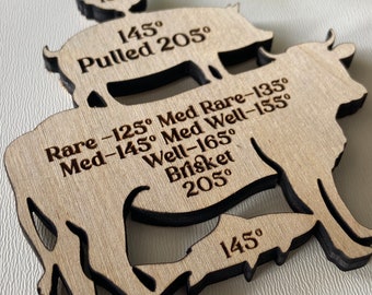 BBQ Grill Temperature Decal Beef, Pork, Poultry. Cow, Pig, Chicken ...