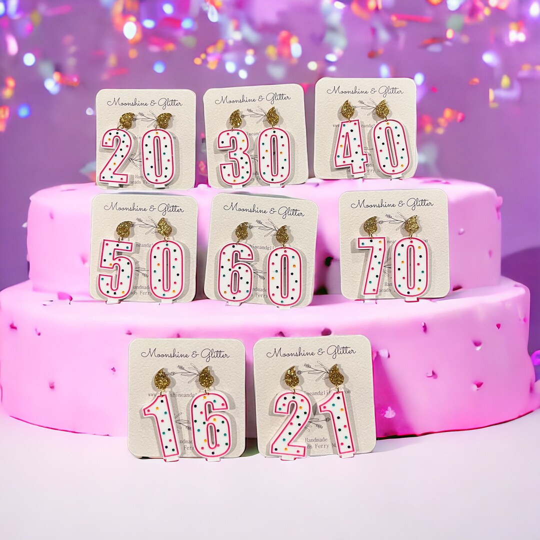 Birthday Candle Dangle Earrings Age Birthday Party Celebration Gift ...