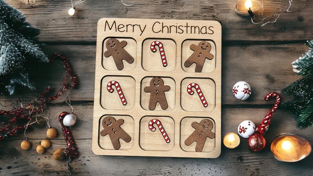 Gingerbread & Candy Cane Christmas Tic Tac Toe Game: Mini Travel Size ...