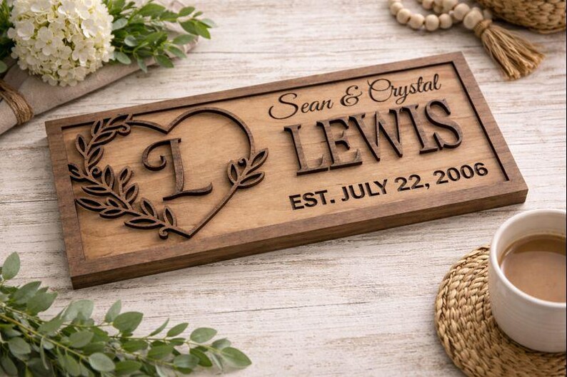 Personalized Wooden Family Name Sign With Established Date, Custom Home ...