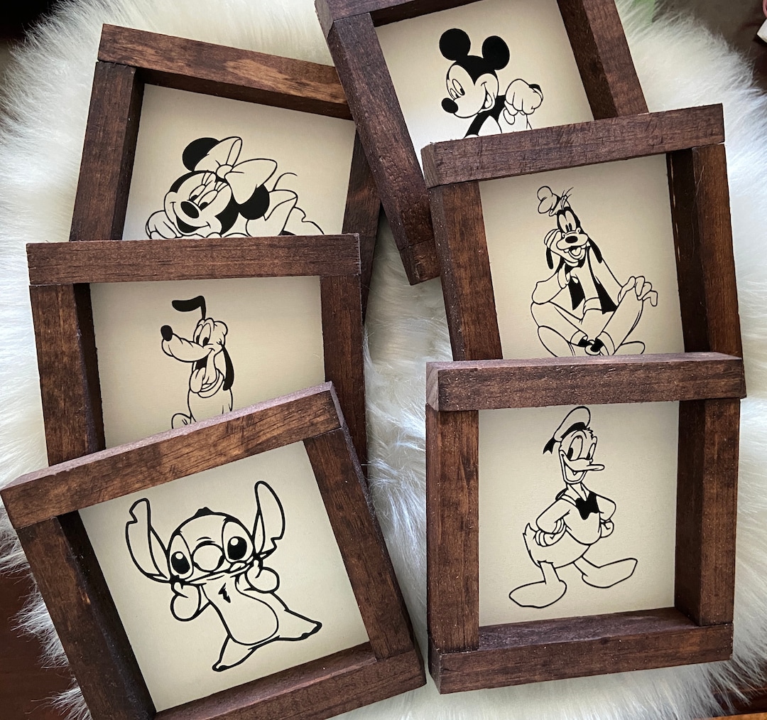 Disney Mini Wood Sign Stitch Donald Mickey Goofy Pluto Minnie - Etsy