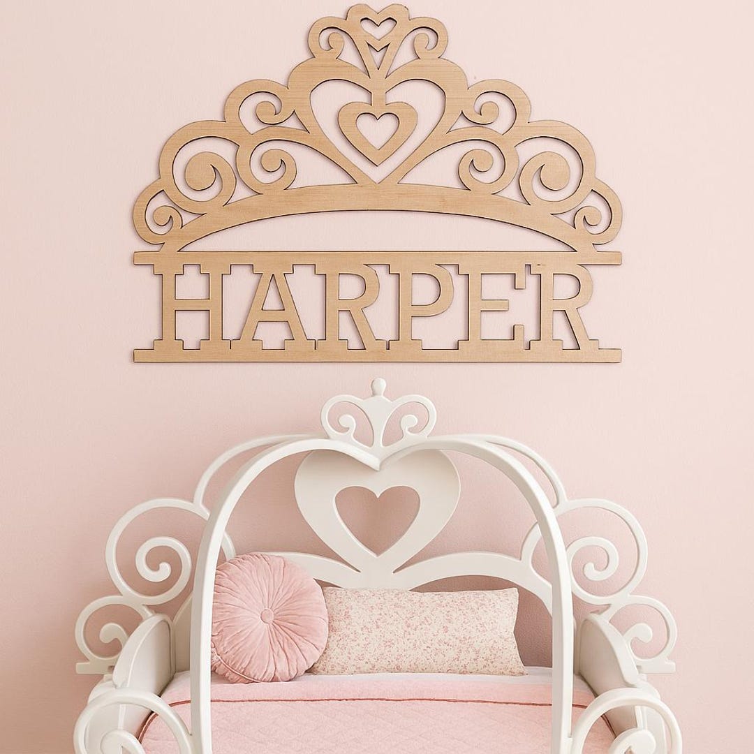 Personalized Princess Tiara Name Cutout: Custom Wooden Wall Decor - Etsy