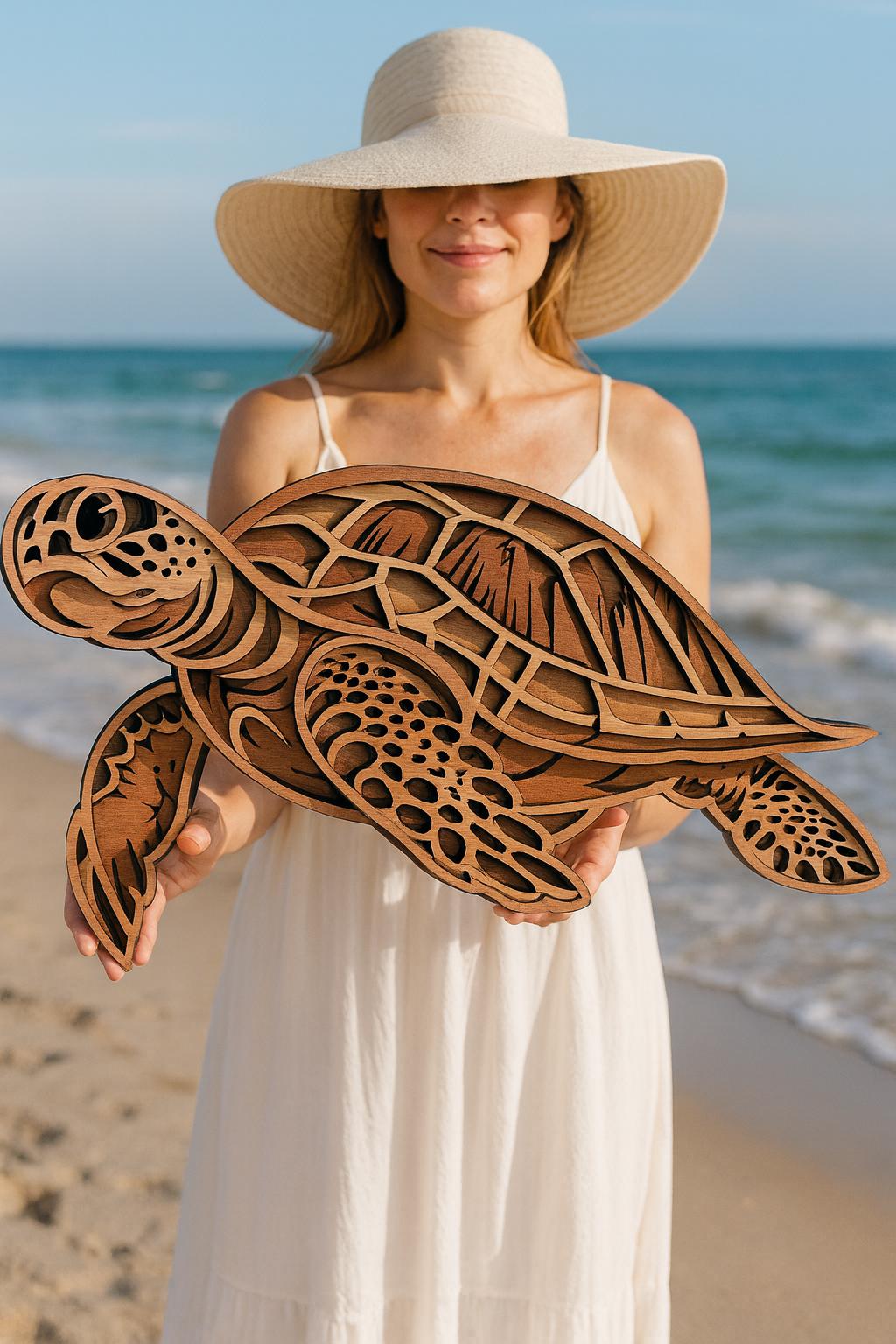 Marine Life Layered Wooden Sea Turtle Wall Art – Ocean Decor, Beach ...