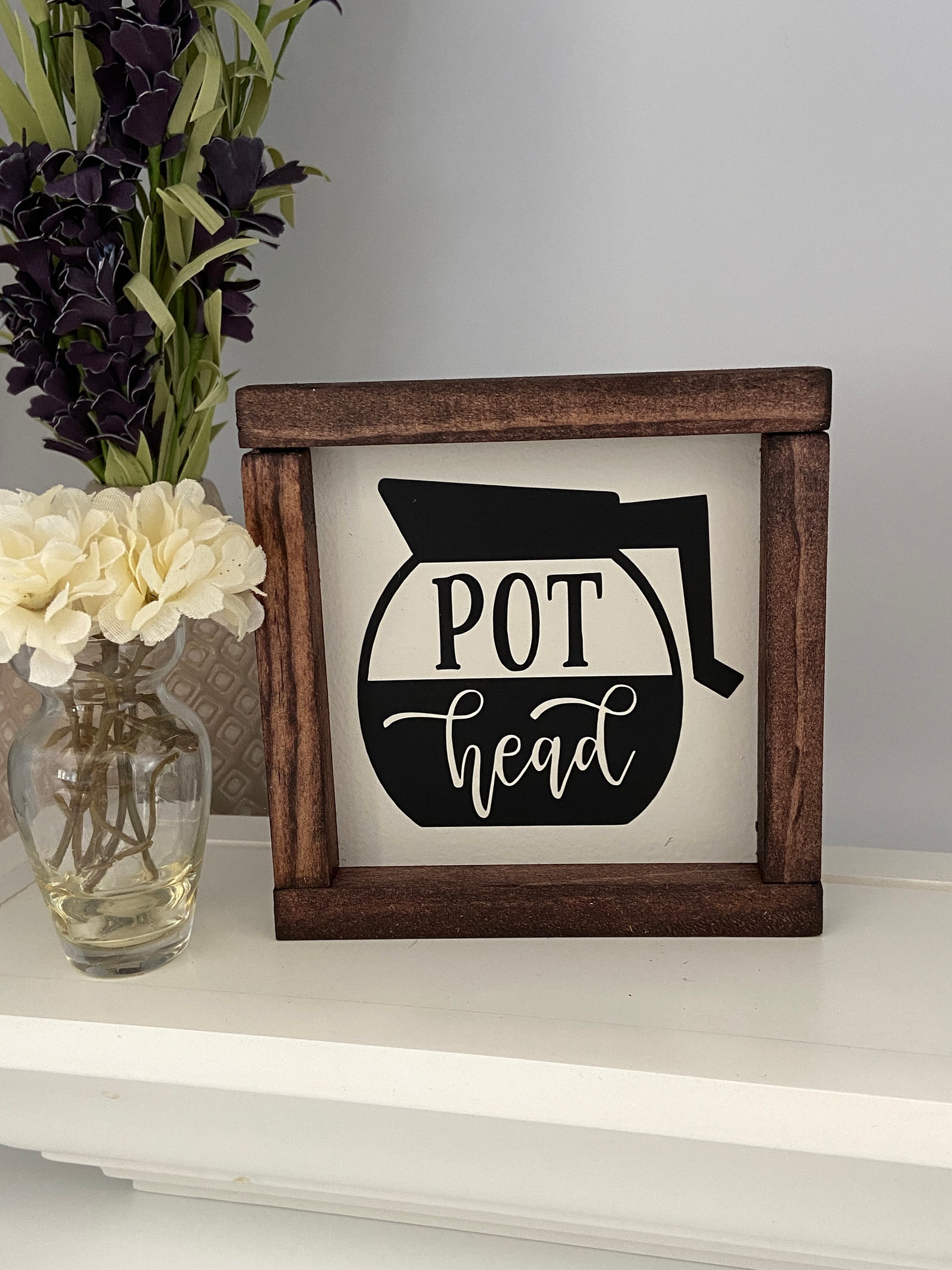 Mini Wood Sign Tiered Tray Pot Head Coffee Pot Mini Wood Sign - Etsy