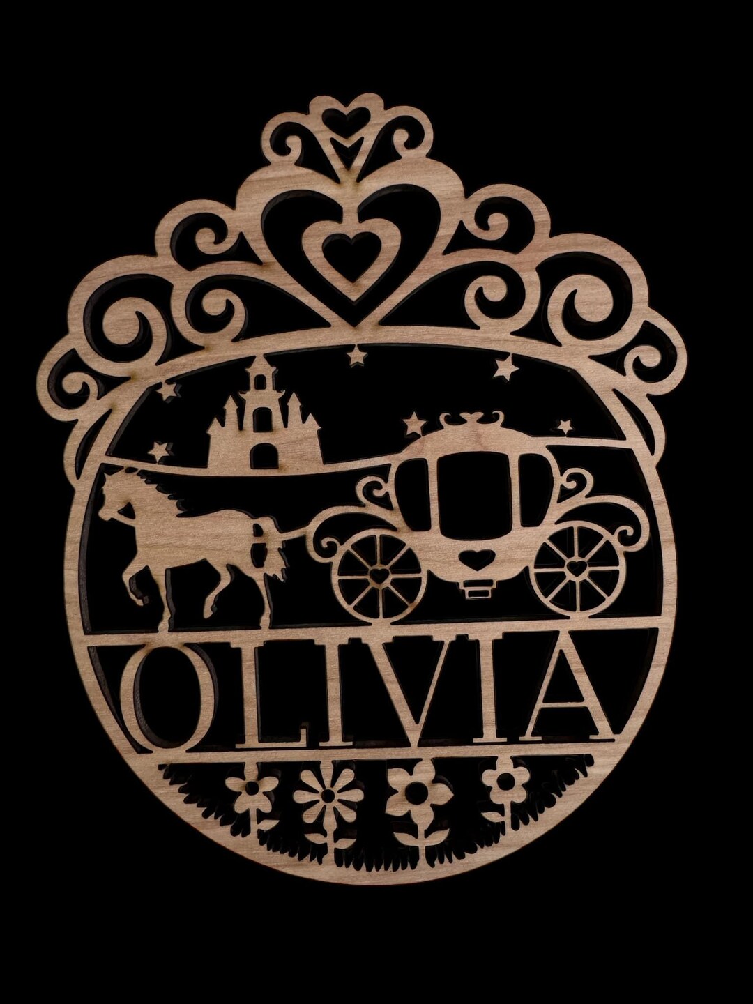 Personalized Wooden Princess Carriage Name Cutout – Custom Fairytale ...