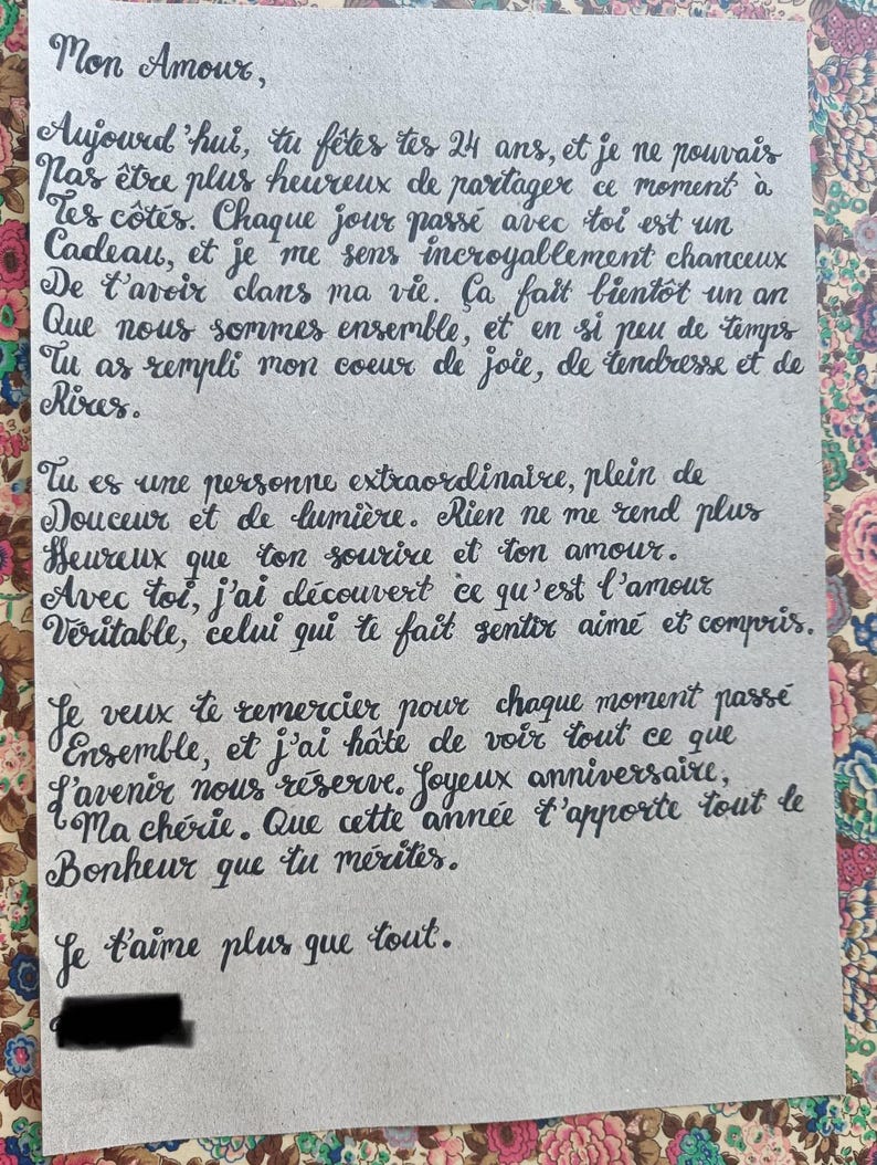 Handwritten Letter With Customized Text - Etsy