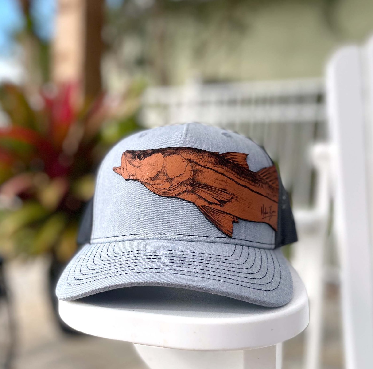 Snook Fishing Trucker Hat Genuine Leather Patch Hat Fishing - Etsy