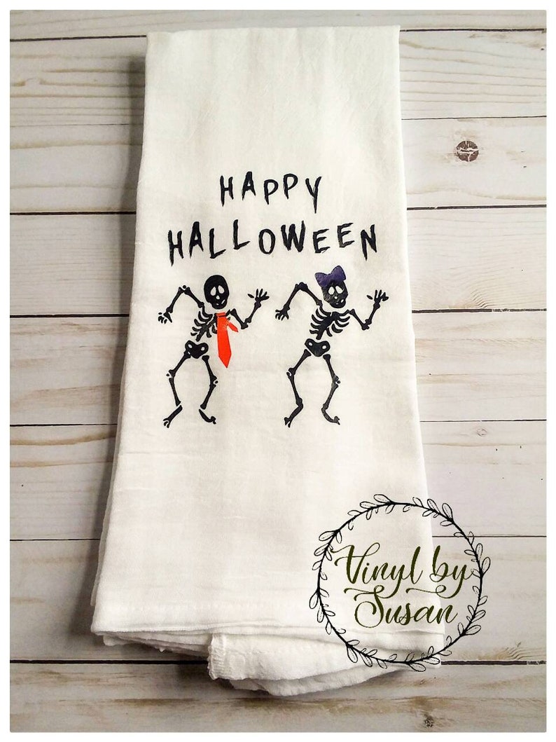 Halloween Tea Towels Kitchen Towels Halloween Kitchen Decor | Etsy