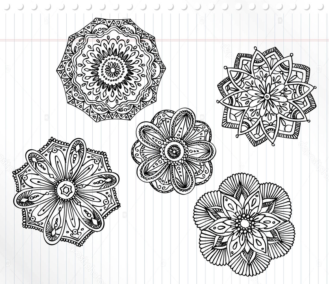 Hand-drawn Mandala Flowers Clip Art | Svg, Pdf, Eps, Dxf, Png, Jpg ...