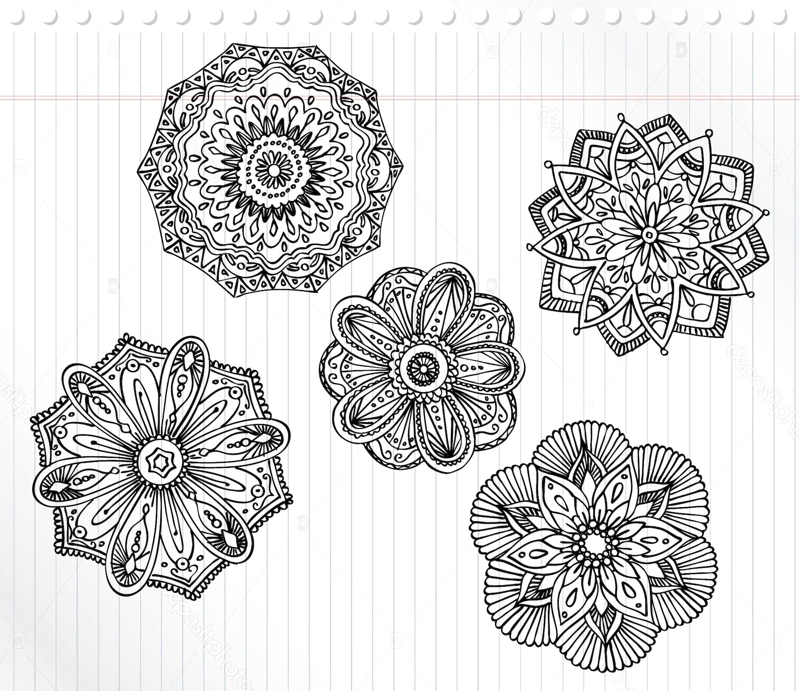 Hand-drawn Mandala Flowers Clip Art | Svg, Pdf, Eps, Dxf, Png, Jpg ...