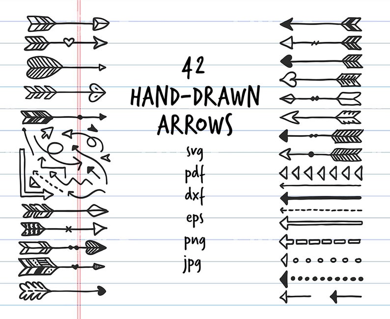 Hand-drawn Arrows | Svg, Pdf, Eps, Dxf, Png, Jpg | Vector Clipart ...