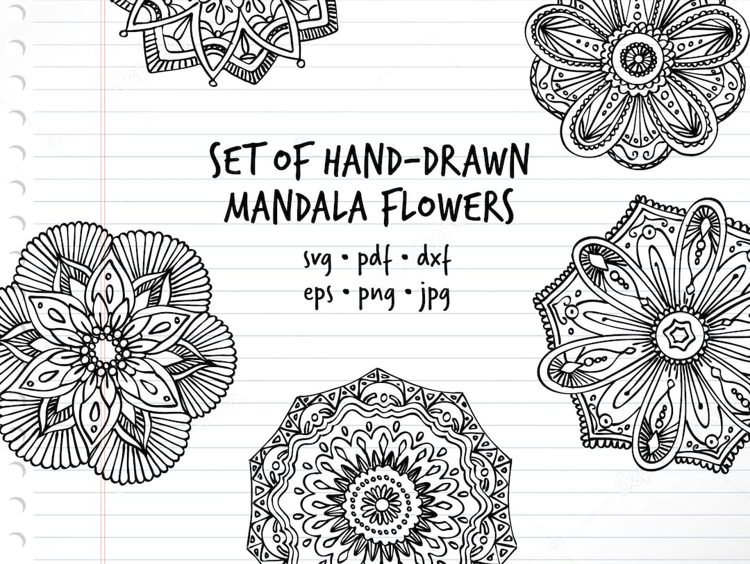 Hand-drawn Mandala Flowers Clip Art | Svg, Pdf, Eps, Dxf, Png, Jpg ...