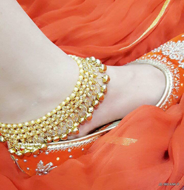 Payal Indian Traditional Gold-plated Barefoot Anklets Pair Ethnic ...