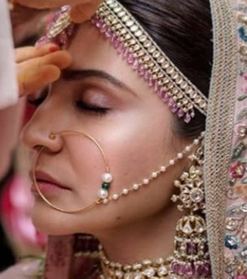 Indian Traditional Nath Bridal Jewelry, Nose Pins, Bridal Nose Clips ...