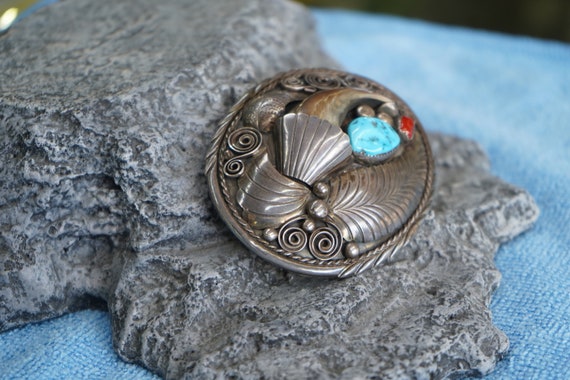Vintage Toadlena IHMSS Sterling Silver Turquoise Cora… - Gem