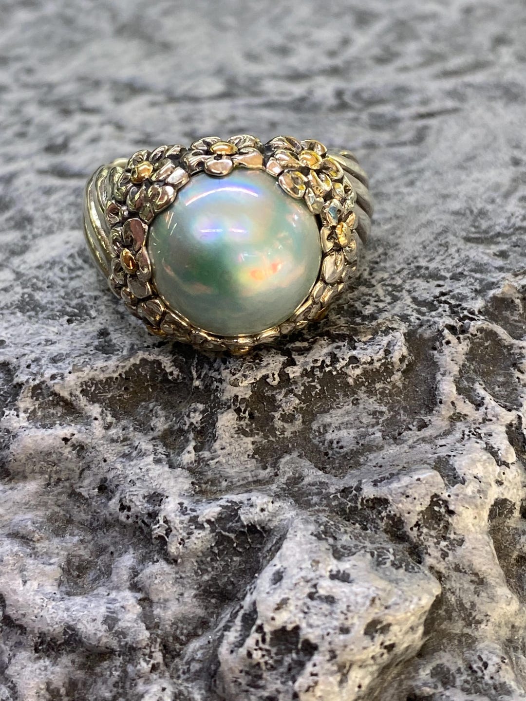 Samuel Benham Sterling Silver & 18k Opal Ring Sz 7 .925 Samuel B - Etsy