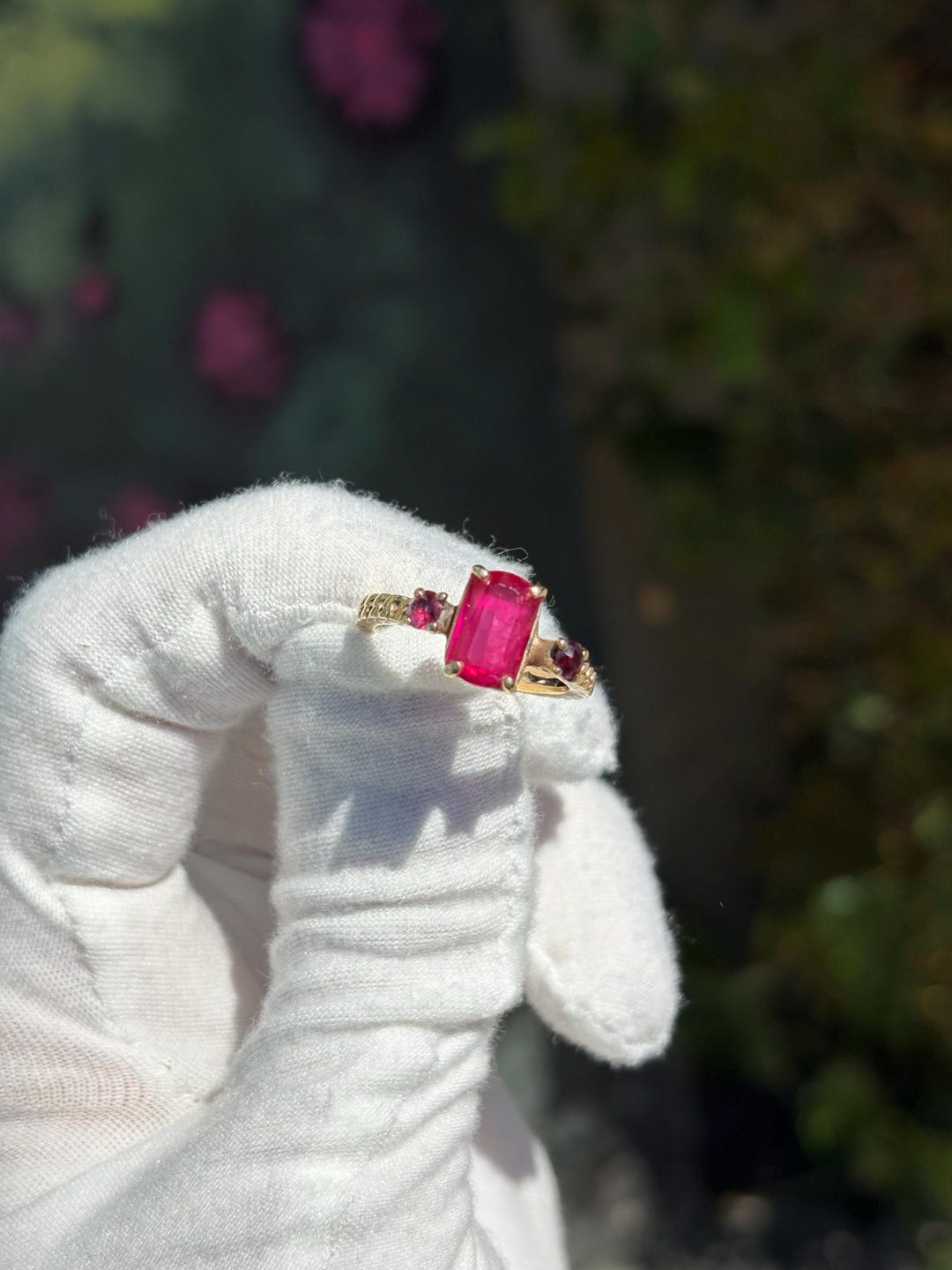 14k Yellow Gold Ruby Ring, Cuban Cable Style, Size 5.5 - Etsy
