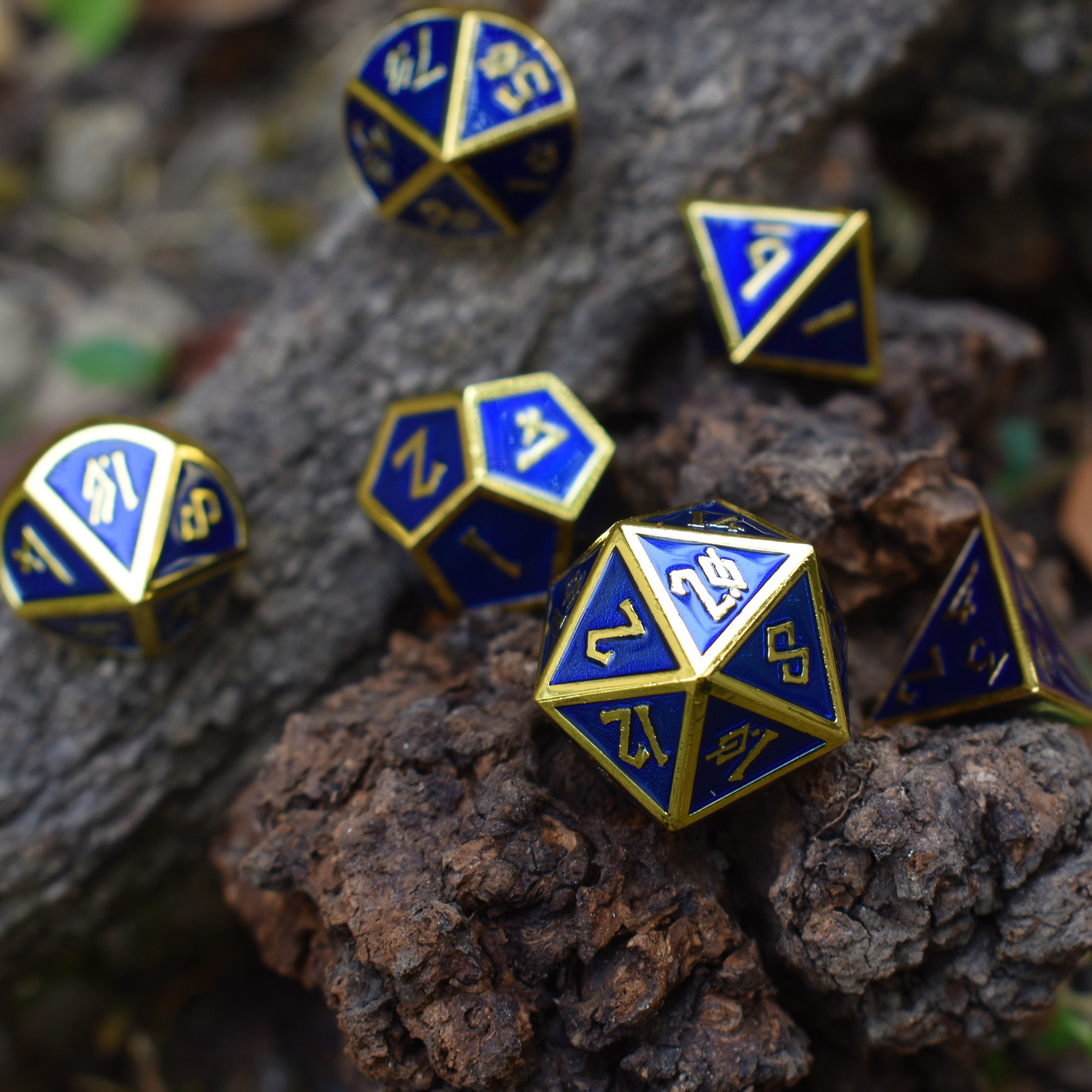Full Set Elder Runes Royal Blue and Gold 7 piece Metal DnD | Etsy