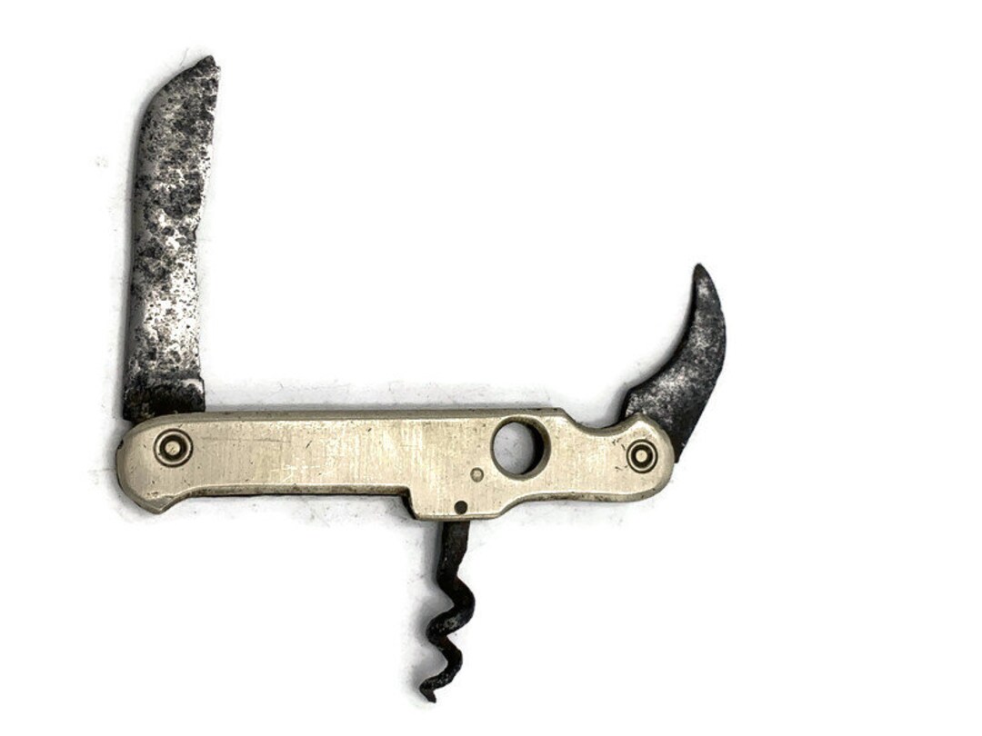 Antique Corkscrew Pocket Knife Cigar Cutter With Champagne Blade Cutter ...