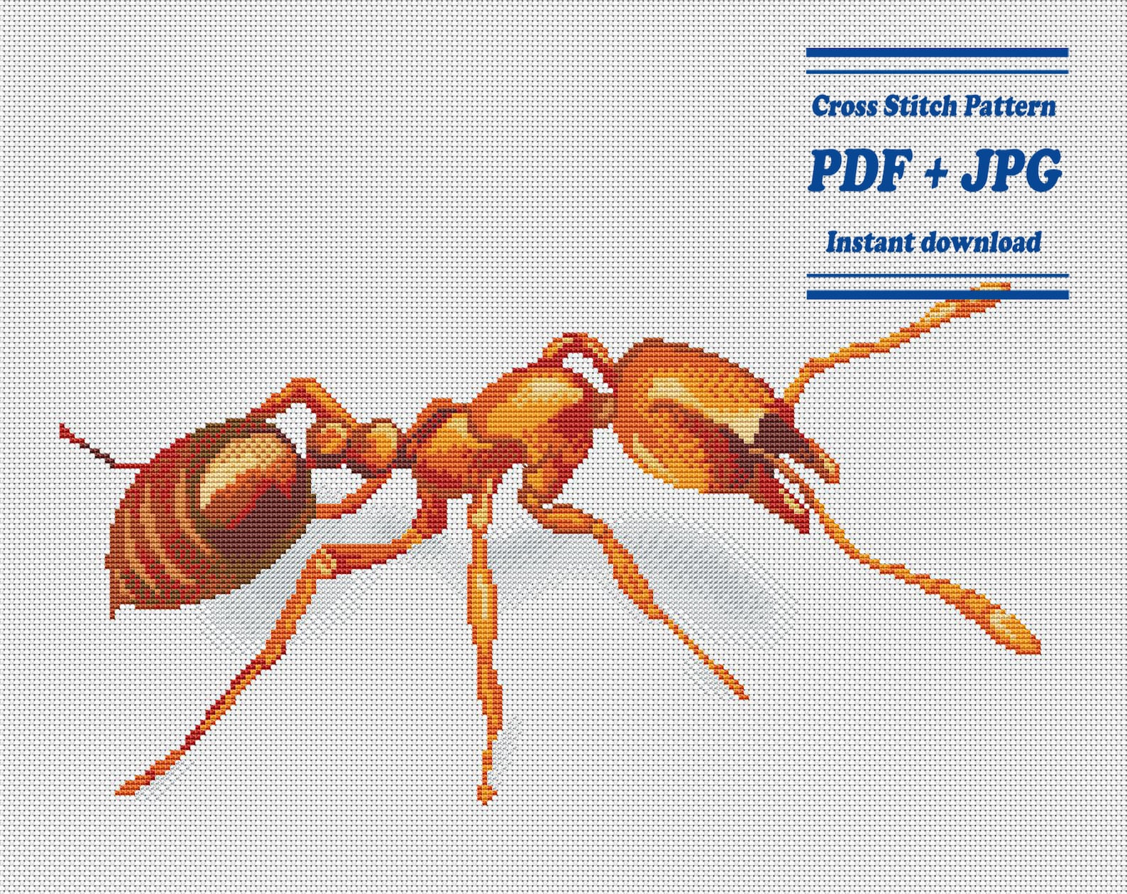 Insect Ant Counted Cross Stitch Pattern, Modern Insect Embroidery ...
