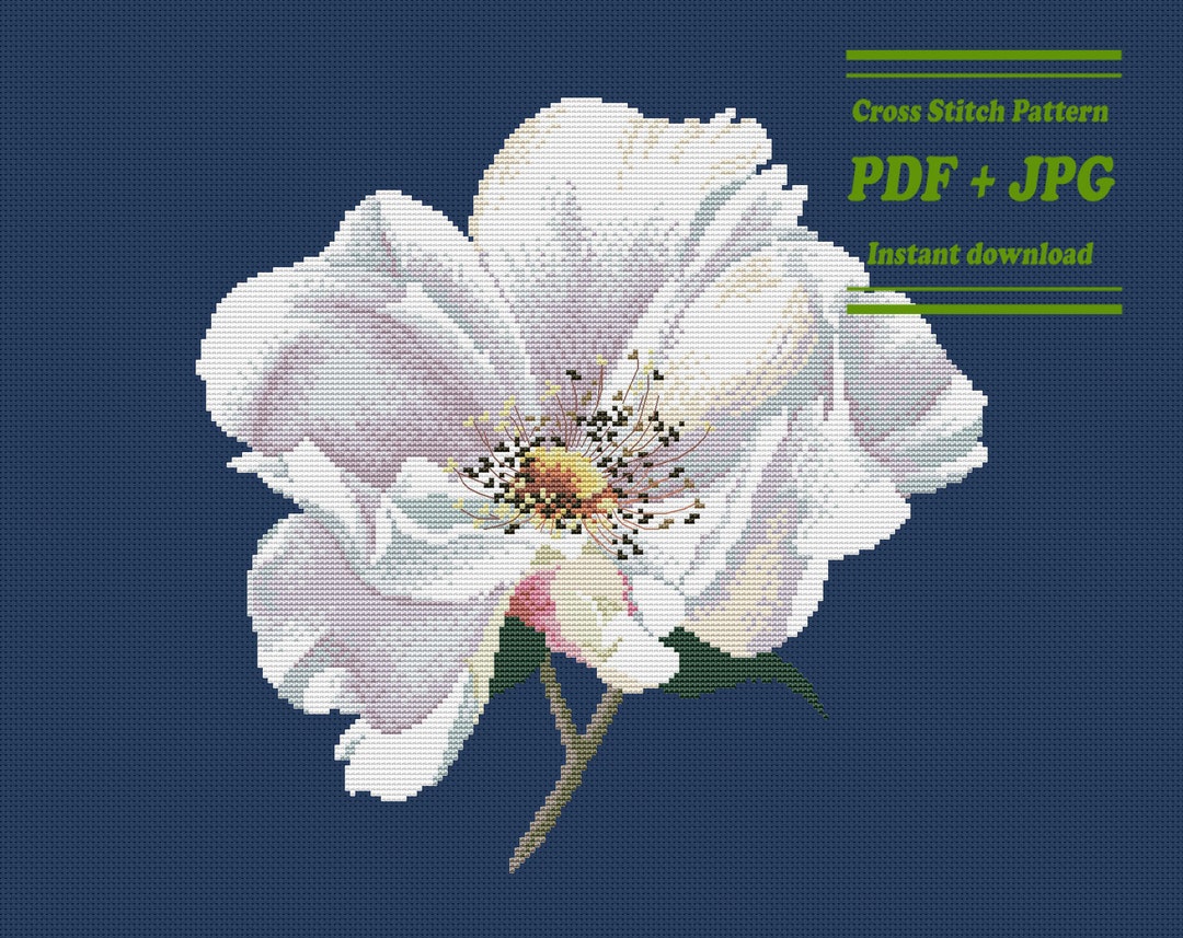 Magnolia Cross Stitch Pattern, Modern Flower, Floral Chart, Instant ...