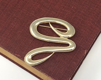 Gold Squiggle Brooch - Etsy