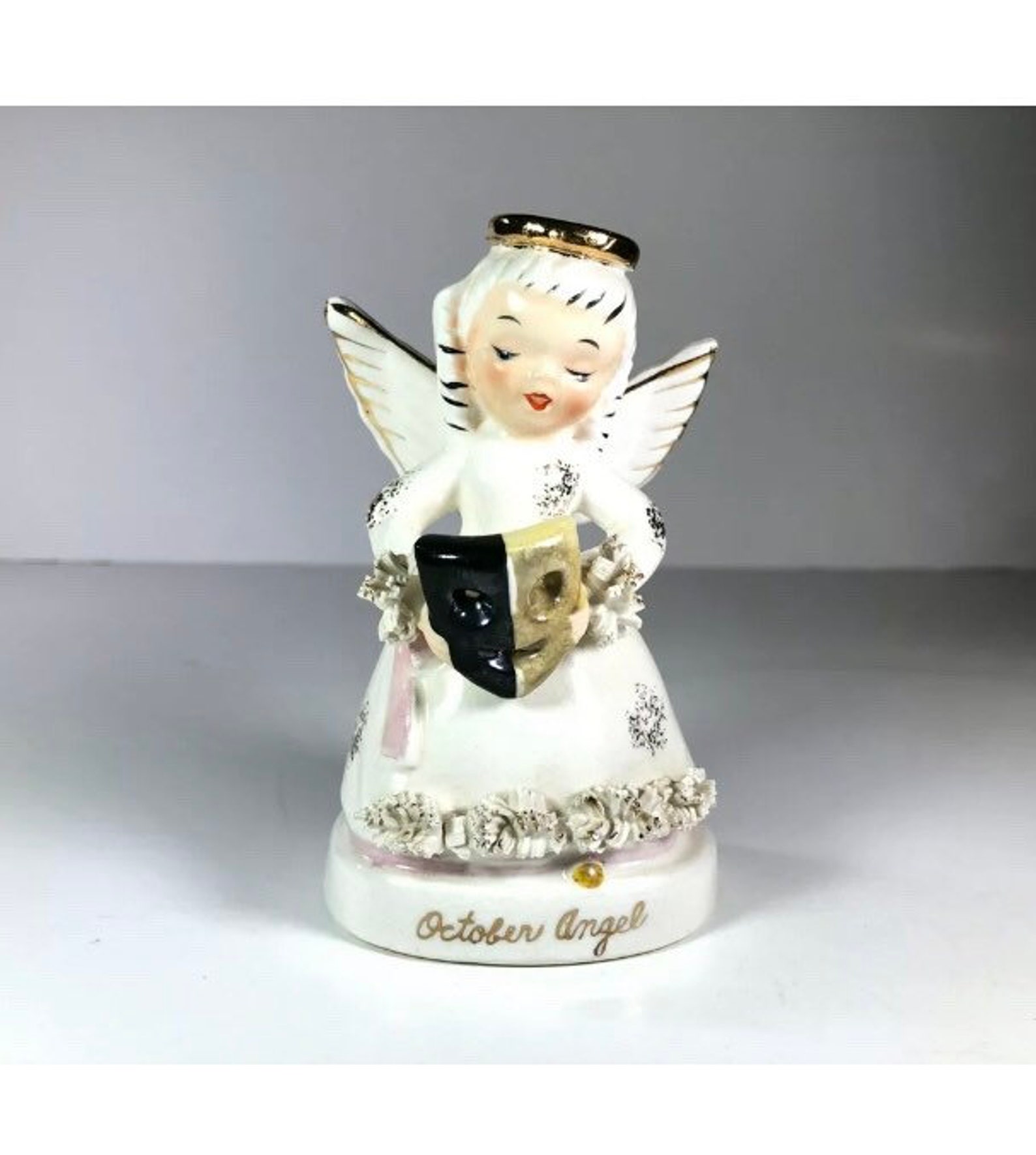 Vintage October Birthday Napco Angel Figurine S1370 Halo Etsy