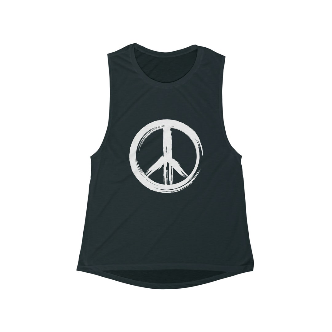 Women's Peace Sign Flowy Scoop Muscle Tank - Etsy