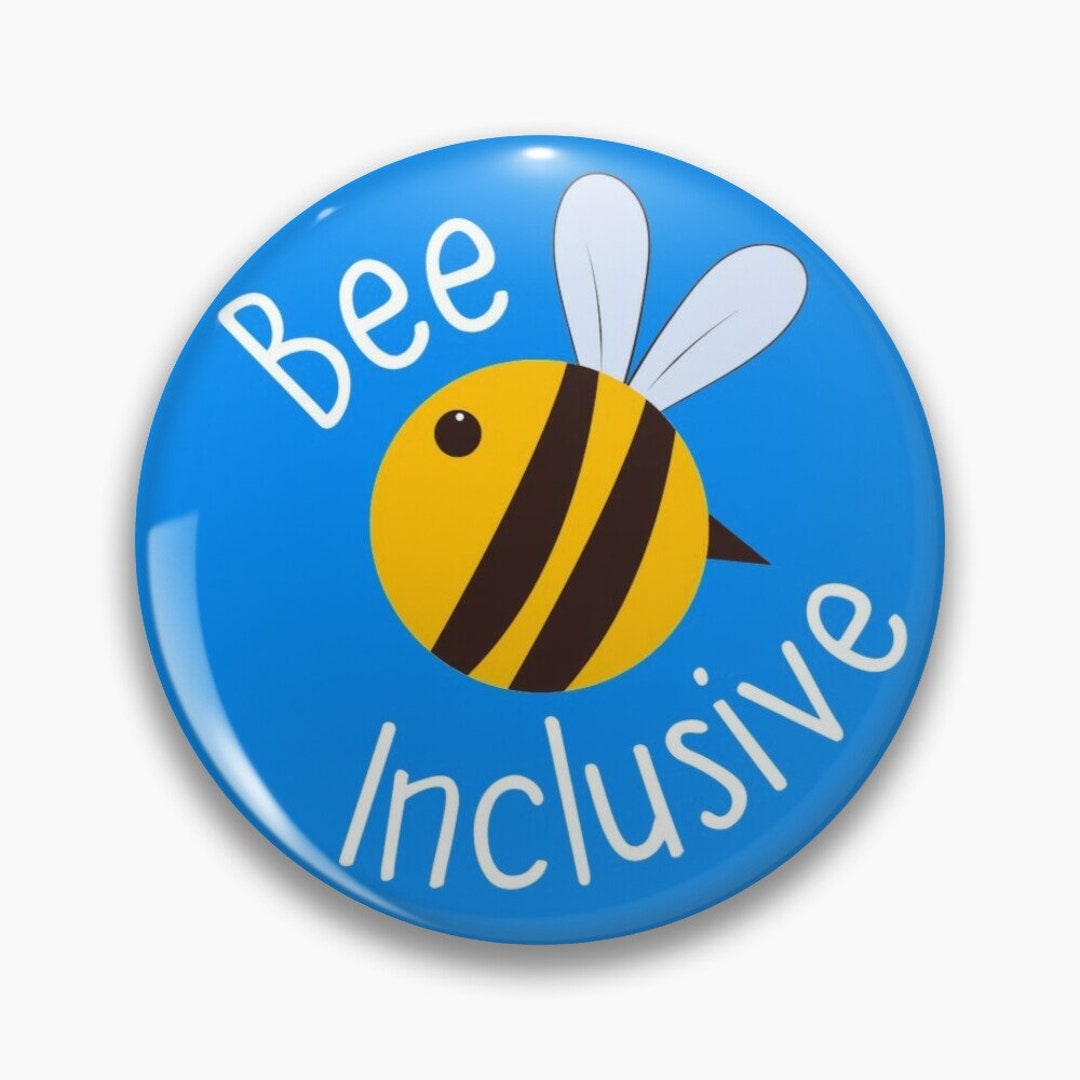 Bee Inclusive Pin Badge Button - Diversely Human - Disability Pin ...