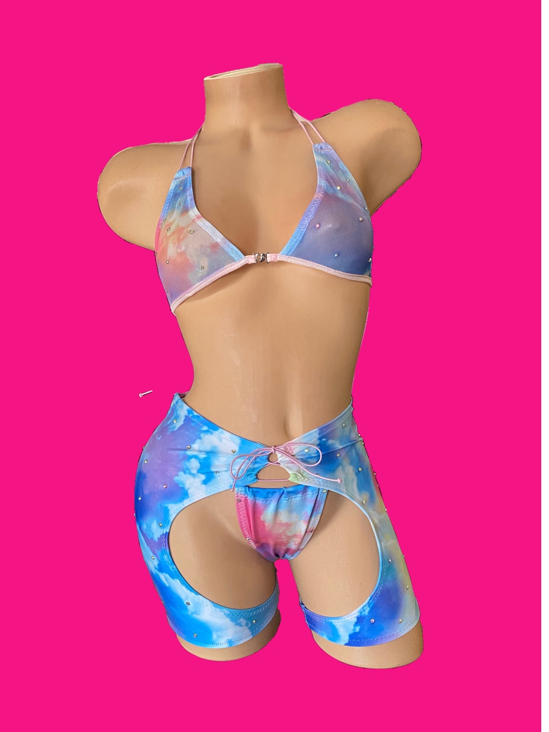 Dreamy Rainbow Cloud Chaps Set Rainbow Stripper Clothes - Etsy