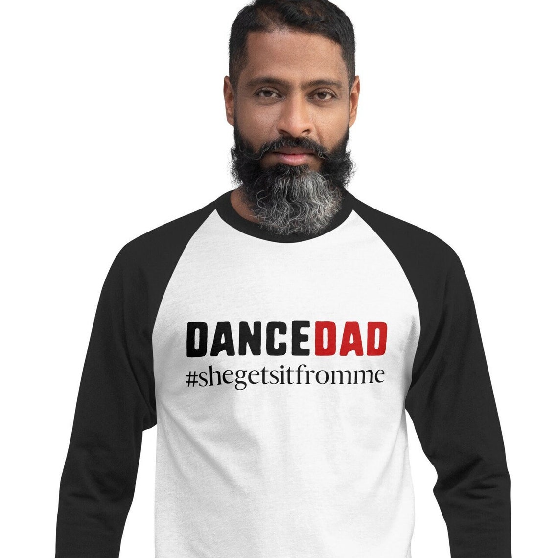 Funny Dance Dad 3/4 Sleeve Raglan Shirt - Funny Competition Shirt for ...