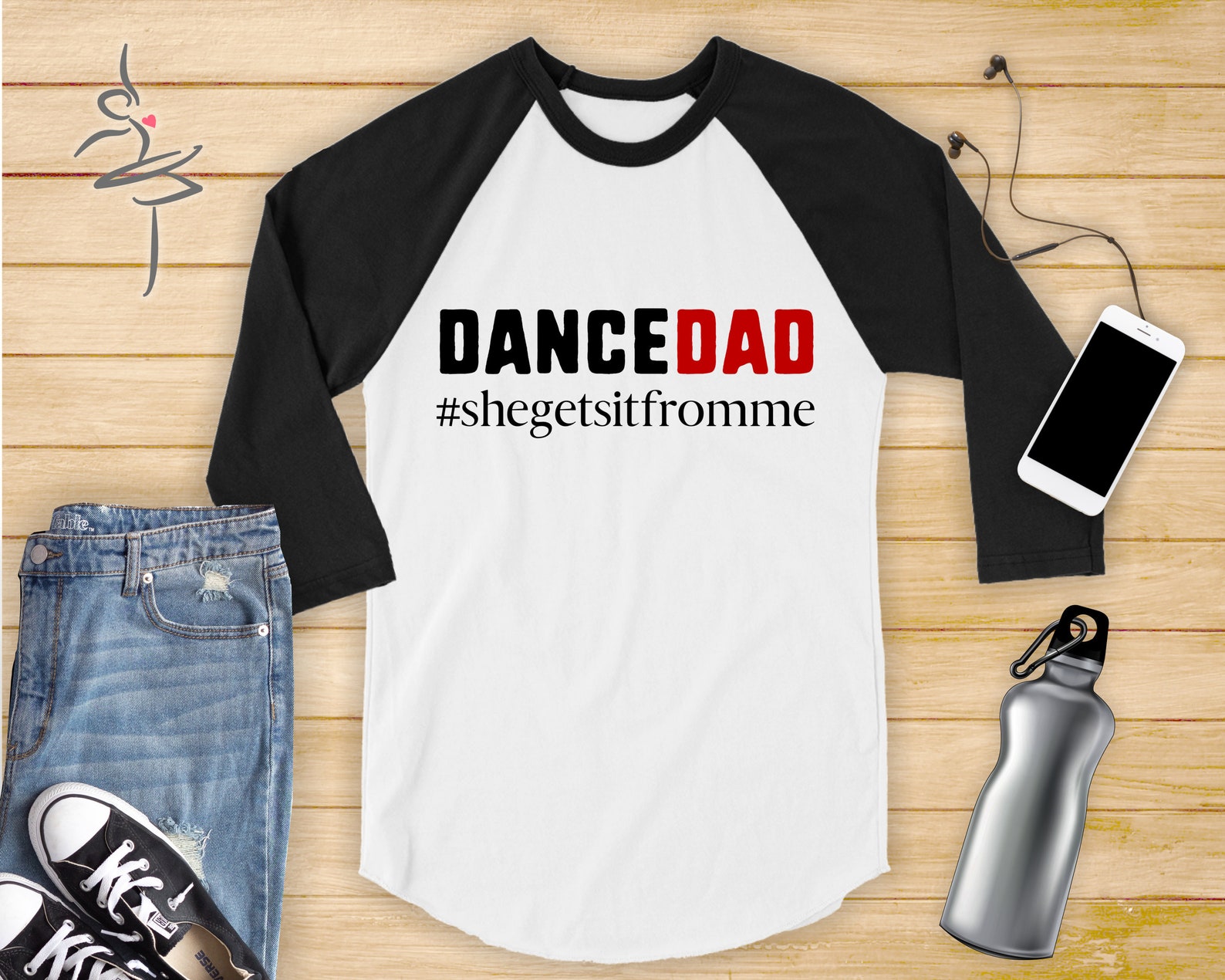 Funny Dance Dad 3/4 Sleeve Raglan Shirt Funny Competition - Etsy