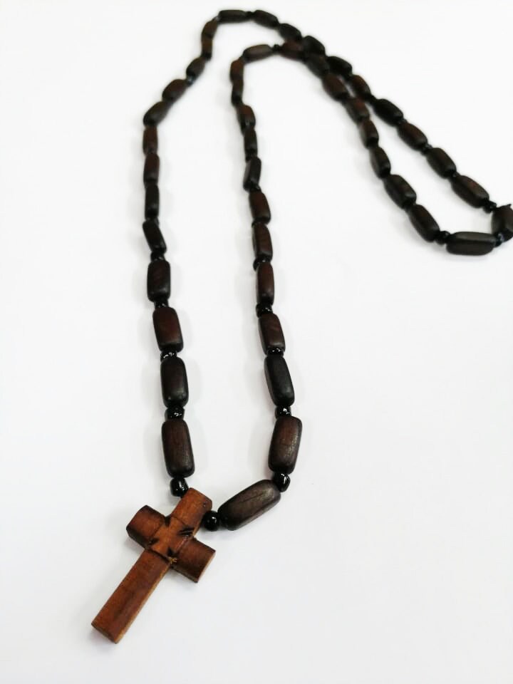 Wooden Neck Cross With Wooden Chain-chotki-mens Wooden - Etsy