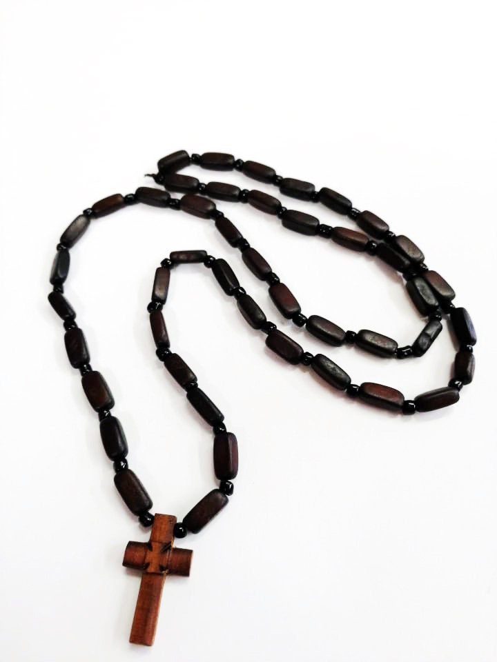 Wooden Neck Cross With Wooden Chain-chotki-mens Wooden - Etsy