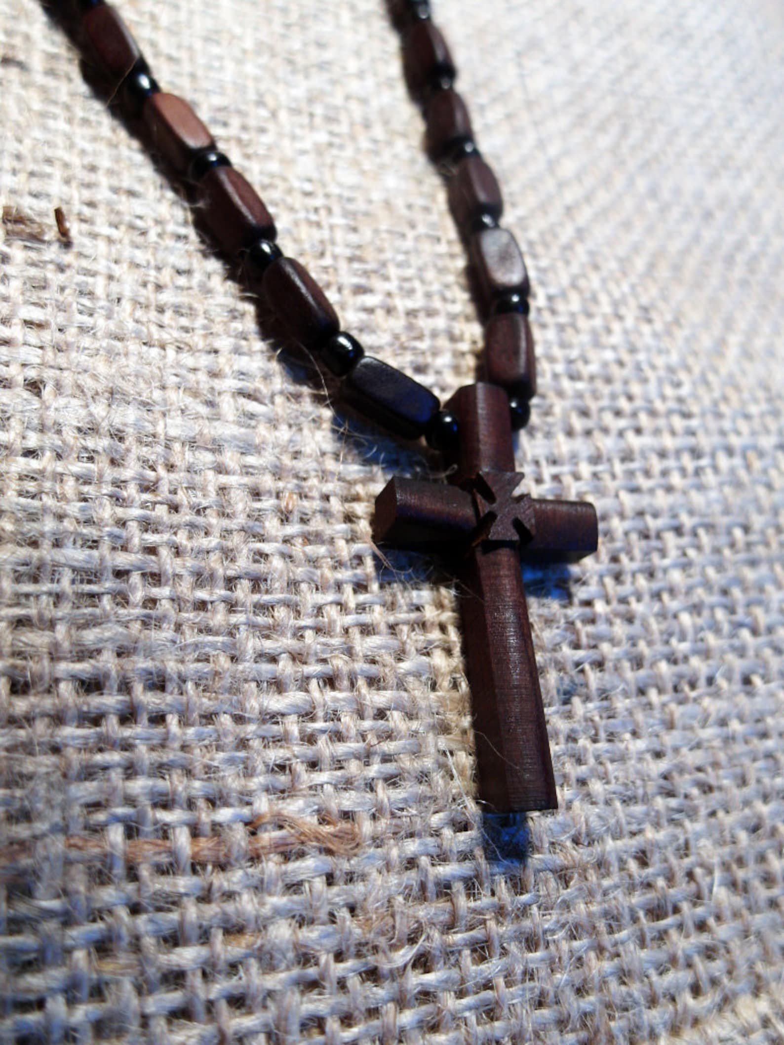 Wooden Neck Cross With Wooden Chain-chotki-mens Wooden - Etsy