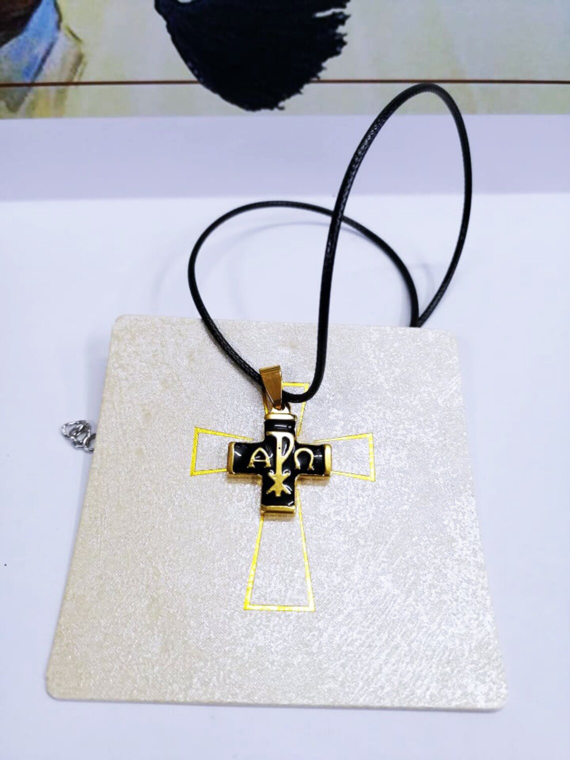 Christogram Cross Gold and Black Christogramme Croix - Etsy