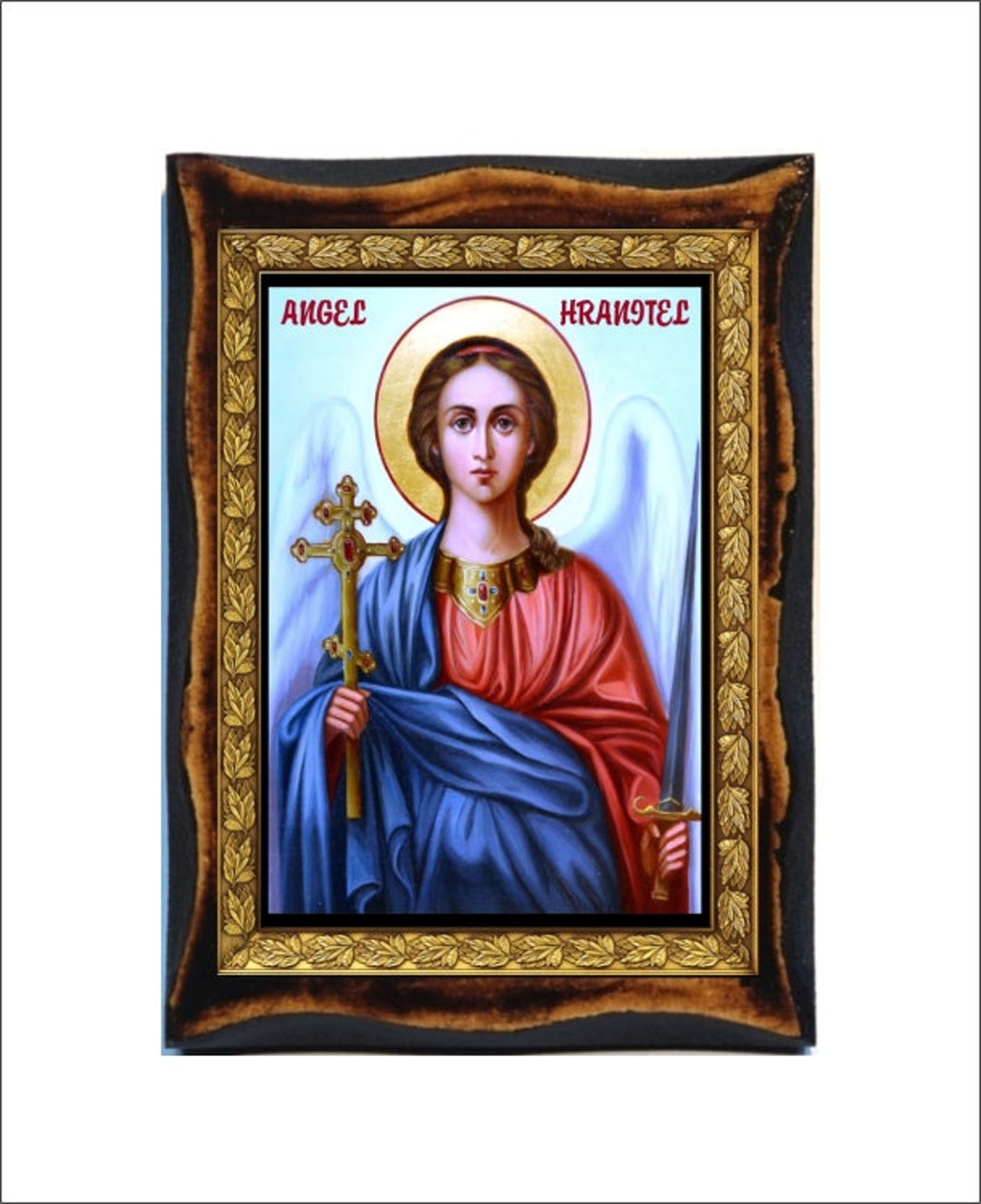 Hranitel Angel, Archangel Hranitel, Guardian Angel Handmade Wood Icon ...