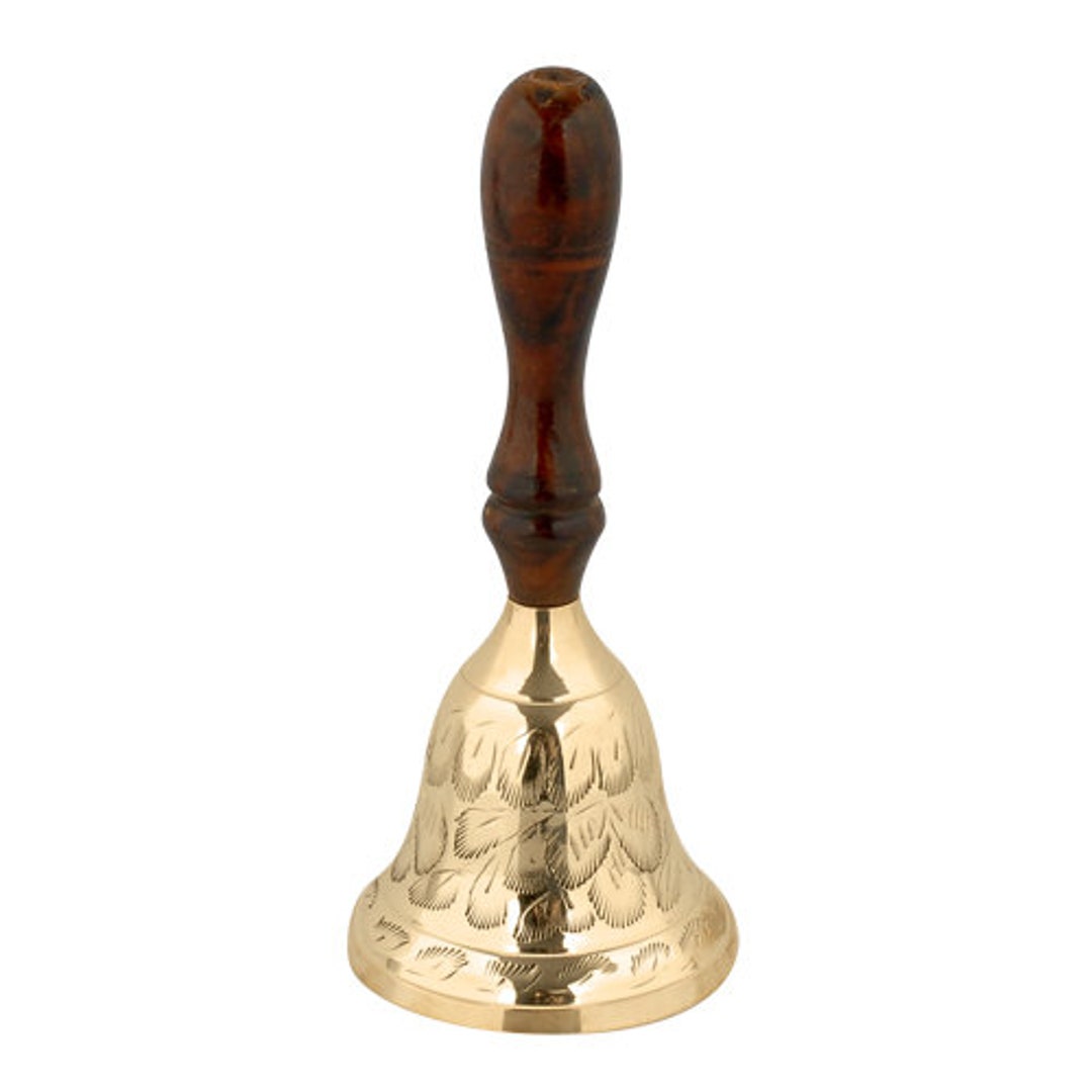 Brass Table Bell With Wooden Handle School Bell Reception Bell Hand ...