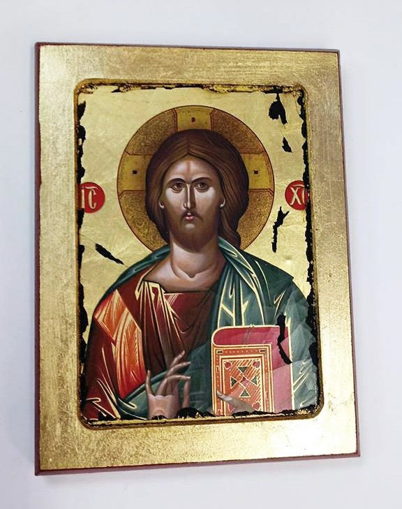 Jesus Christ Blessing Hand Paint Icon on Canvas and Gold | Etsy