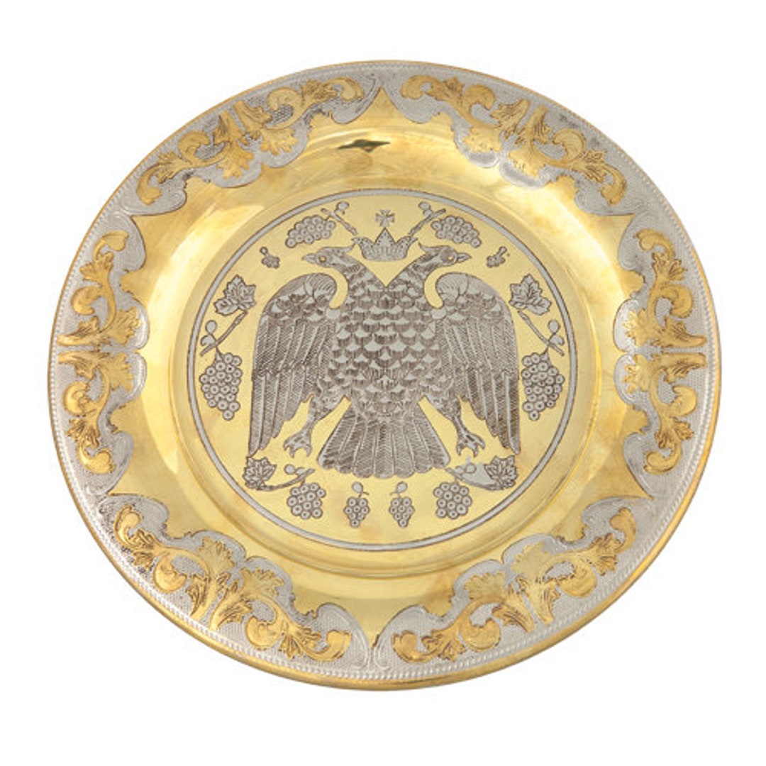 Holy Communion Disc, Byzantine Eagle Round Design Gold and Silver ...