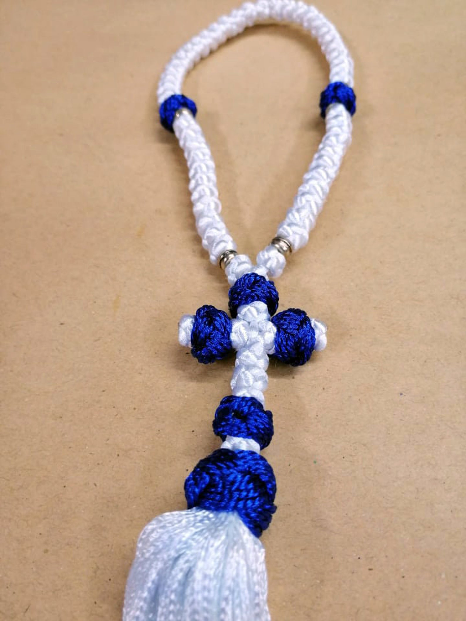 Prayer Rope 50 Knots in White and Blue Color for Hand Prayers | Etsy