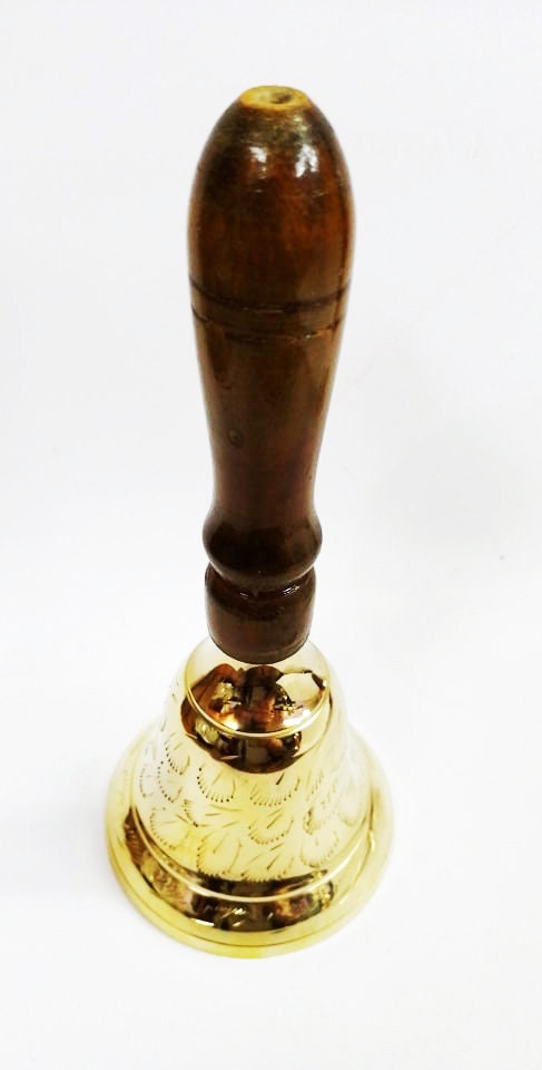 Brass Table Bell With Wooden Handle School Bell Reception | Etsy
