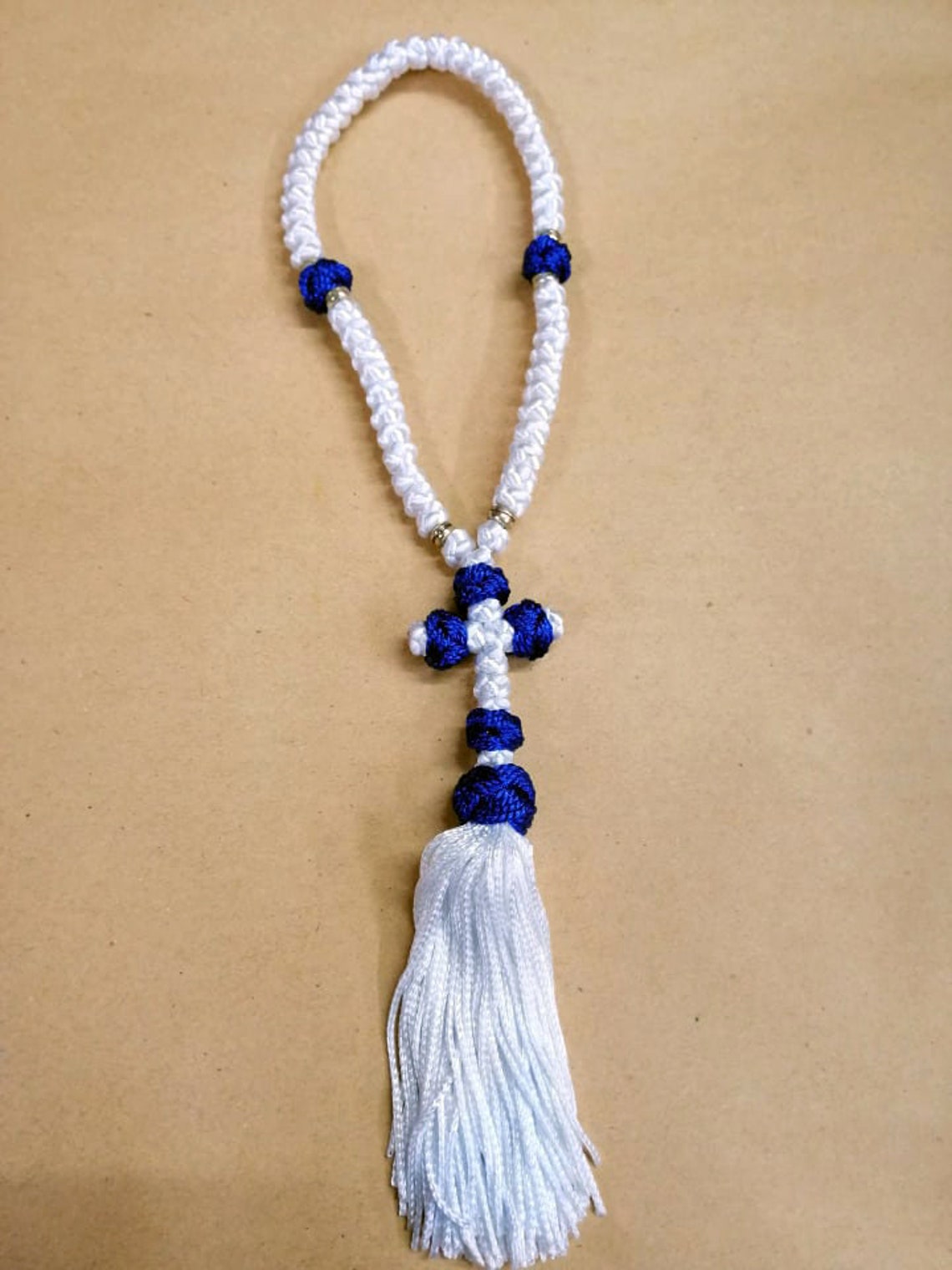 Prayer Rope 50 Knots in White and Blue Color for Hand Prayers | Etsy