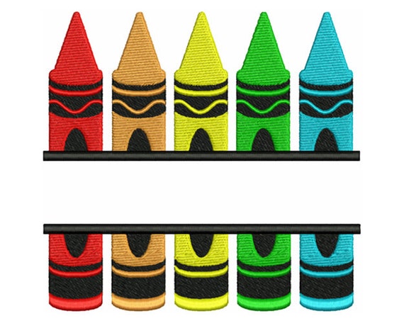 School Machine Embroidery Design Crayons Embroidery - Etsy