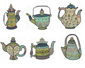 Teapot Embroidery Design - Etsy