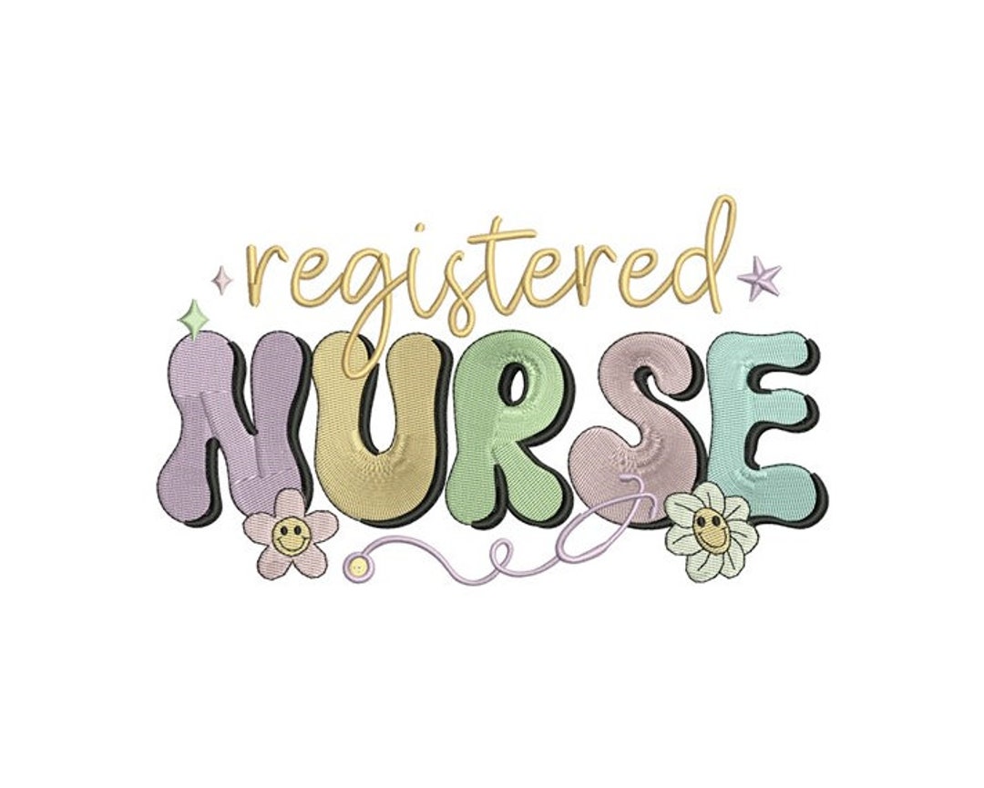 Embroidery Design: Registered Nurse With Colorful Flower Accents ...