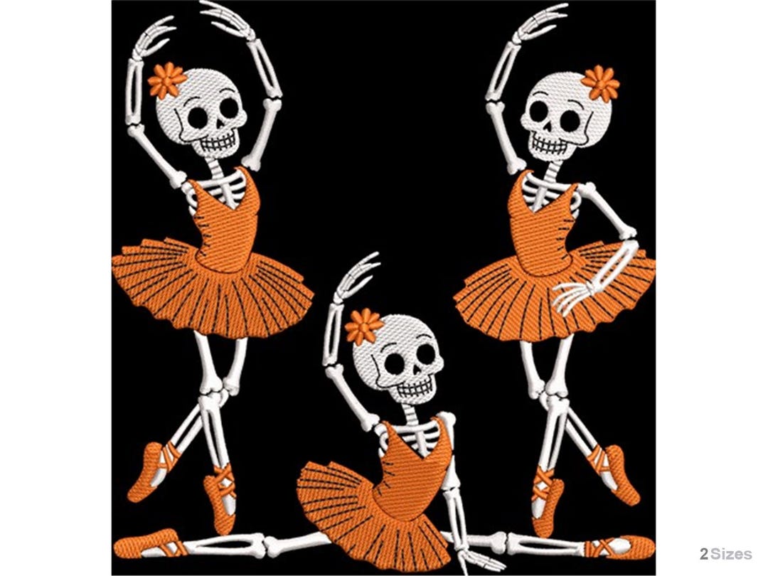 Skeleton Ballerina – Machine Embroidery Design – Halloween Dance ...