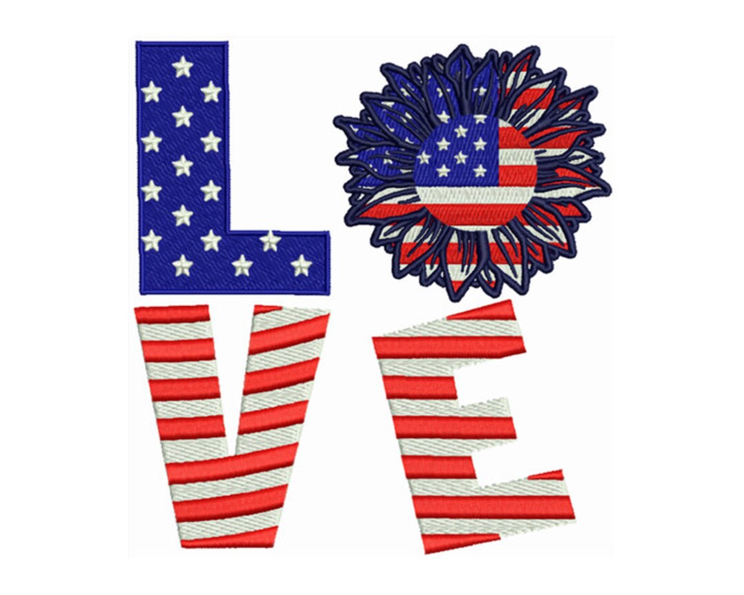 Love USA - Patriotic American Flag Stitch - Patriotic Gift - Fourth of ...